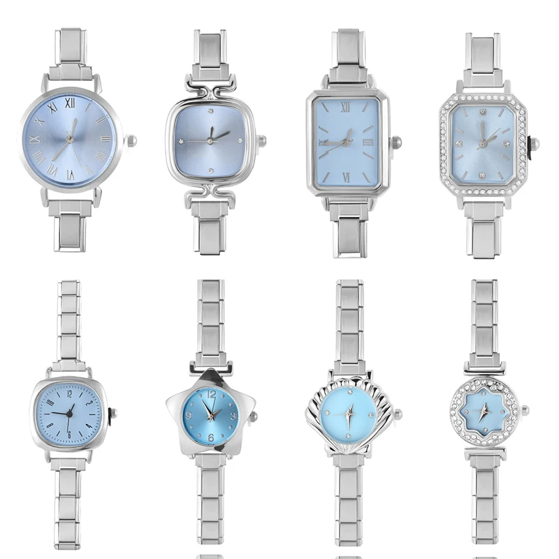 Nuevo reloj con números romanos de acero inoxidable y esfera azul para ...