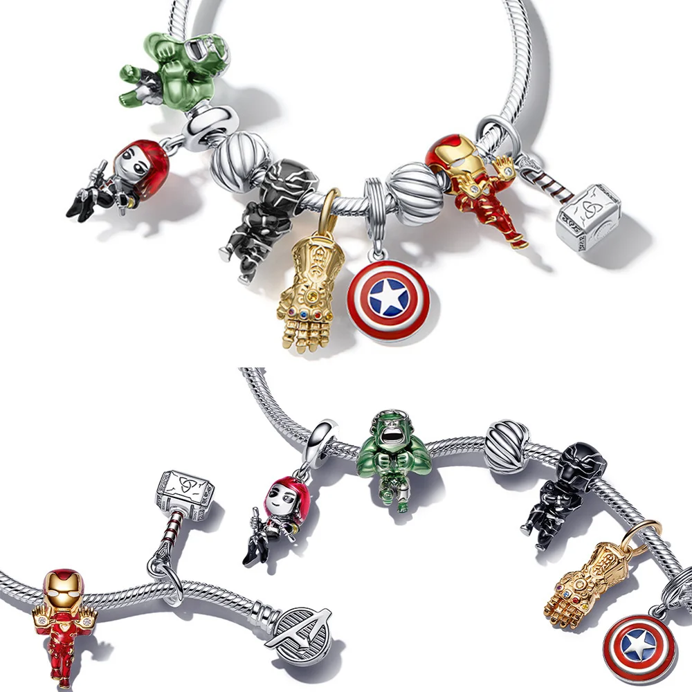Silver Color Iron Man Bracelet Set Fit Original Pandora Zinc Alloy Hulk ...