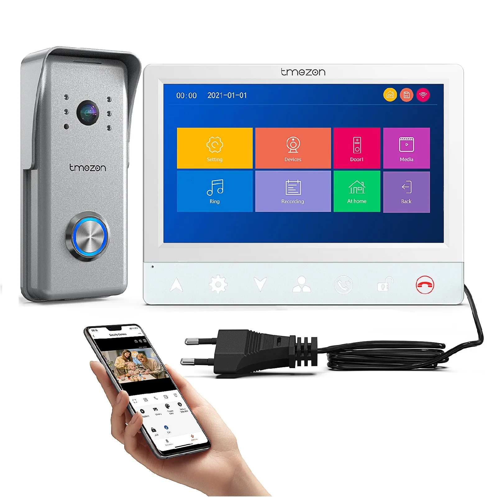 Tmezon – Système D'interphone Vidéo Filaire 7 Pouces Tft 1080p, Avec ...