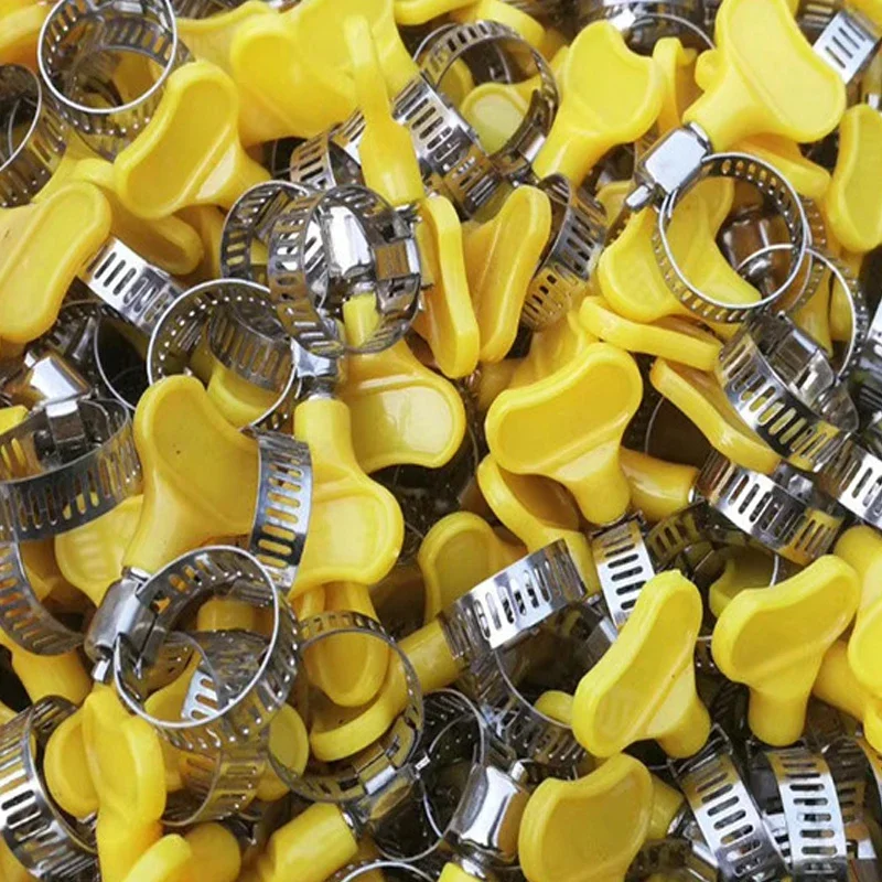 10pcs-8-38mm-Adjustable-Yellow-Plastic-Handle-Hand-Twist-Hose-Clamps ...