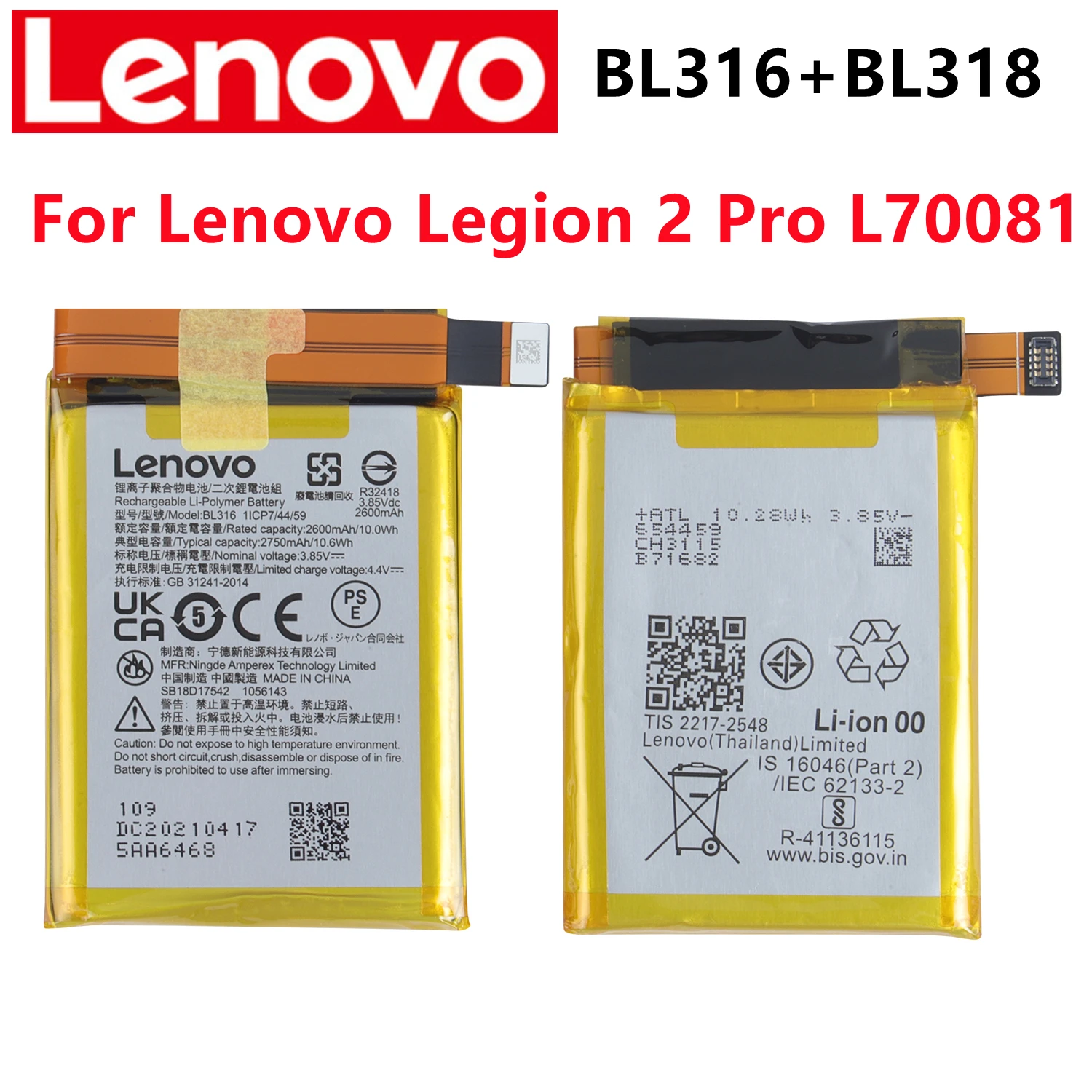 Original-Battery-BL316-BL318-For-Lenovo-Legion-2-Pro-L70081-Battery ...