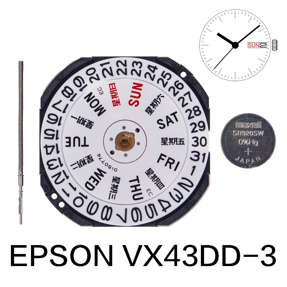 Epson-vx43-Quartz-Movement-Watch-Japan-vx43E-Movement-Watch-Without ...