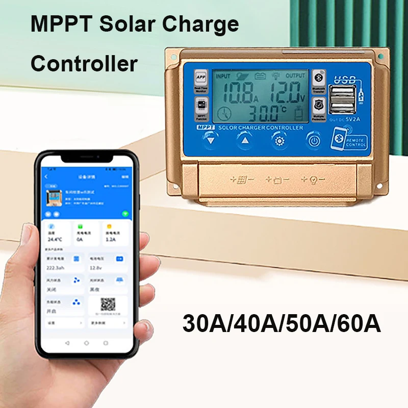 12V-24V-Bluetooth-MPPT-Solar-Charge-Controller-30A-40A-50A-60A-High ...