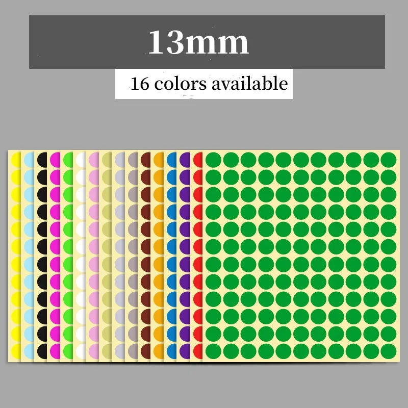 13mm-Round-Coding-Dot-Labels-Self-Adhesive-Stickers-Office-School ...