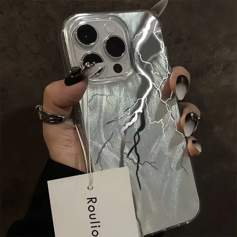 Cool Black and White Lightning Phone Case for IPhone 16 11 12 13 14 15 ...