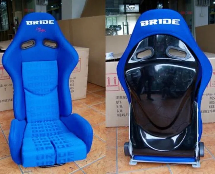 Universal Reclinable Blue Fabric Cloth Carbon Fiber Racing Seats BRIDE ...