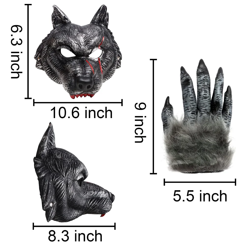 Cosplay Wolf Mask Werewolf Half Face Mask - Halloween Cosplay Costume ...