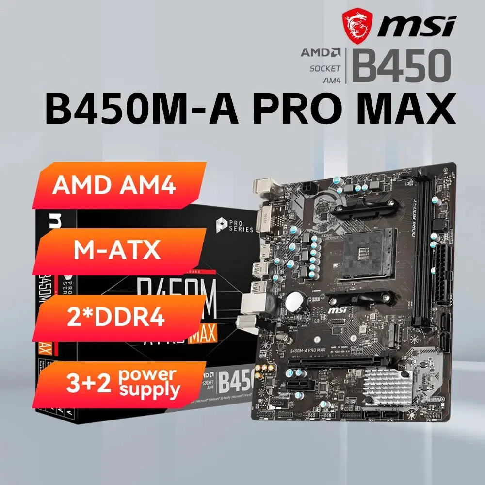 MSI-B450M-A-PRO-MAX-PC-Motherboard-AMD-B450-Chipset-Zen-3-M-ATX-2XDDR4 ...