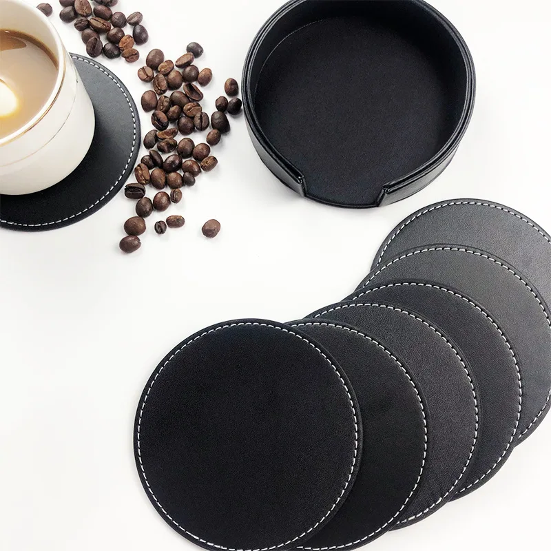 1pc-Faux-Leather-Coaster-Waterproof-Heat-Resistant-Round-Cup-Coaster ...