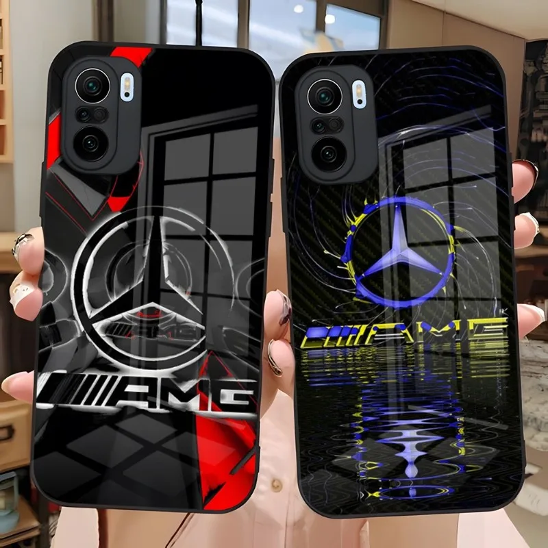 Luxury Car Mercedes Benz Phone Case Glass Design For Xiaomi Redmi Note ...