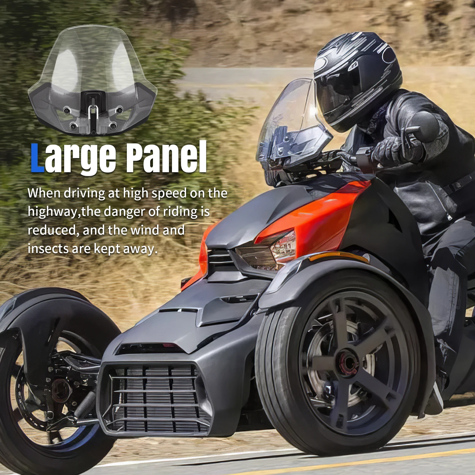 Adjustable-Front-Translucent-Clear-Hard-Coated-Wind-shield-For-Can-Am ...