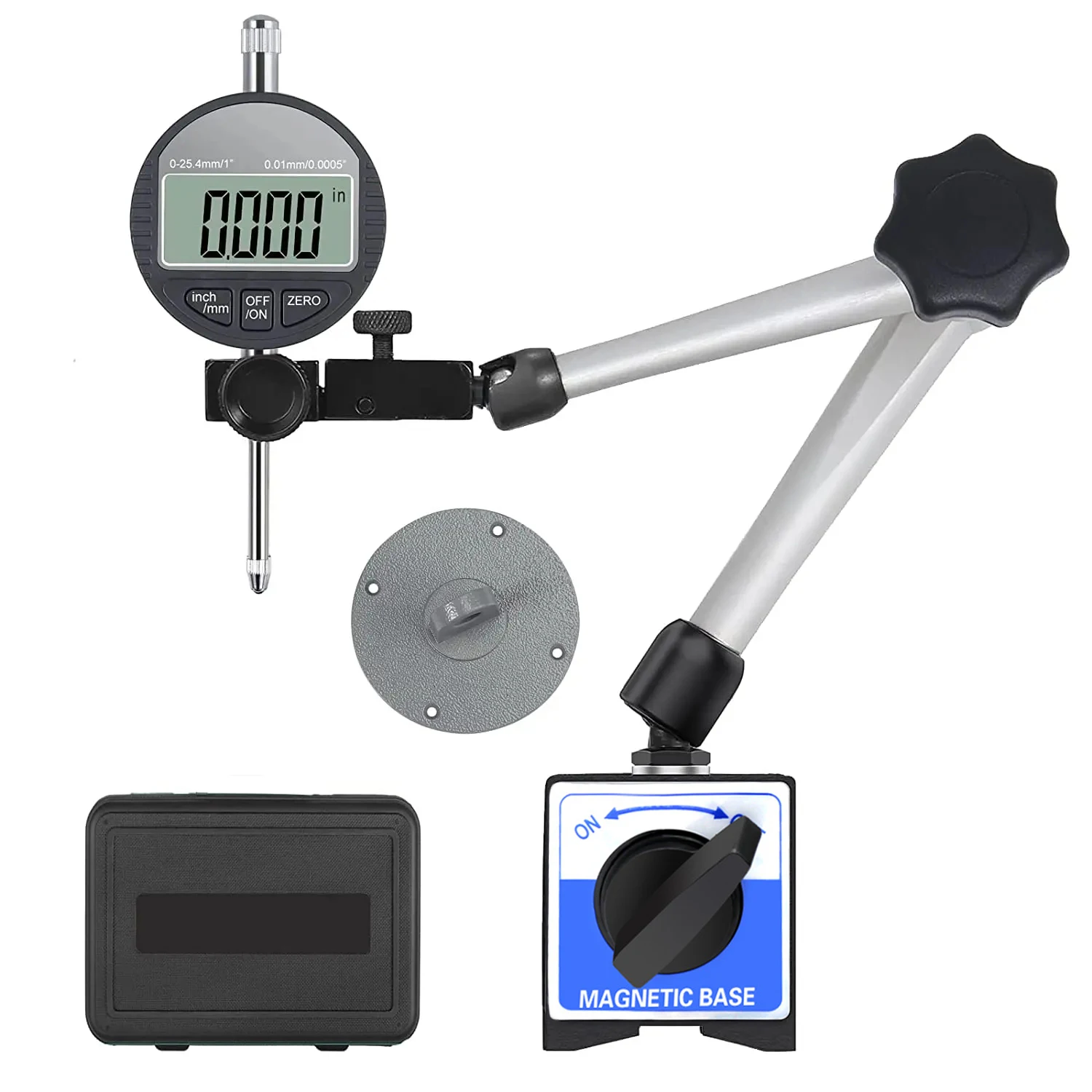 Electronic-Digital-Dial-Indicator-Gauge-and-Magnetic-Base-25-4-mm-Inch ...