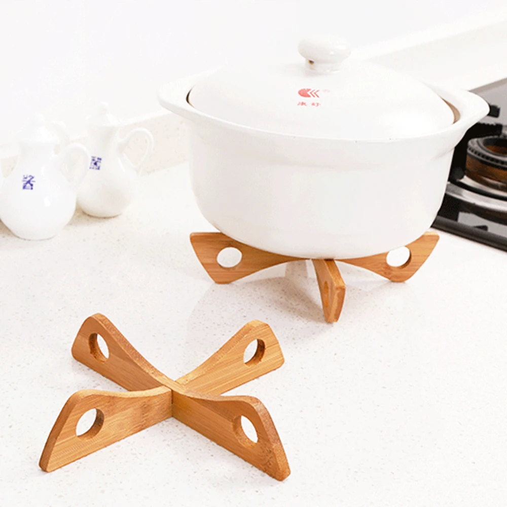 1 PC Bamboo Cross Pot Stand Trivet Pan Rack Heat Insulation Anti-Heat ...