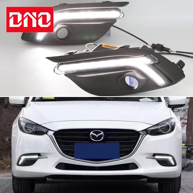 Car LED 12V Daylights For Mazda 3 Mazda3 2017 2018 Yellow Turn Signal ...