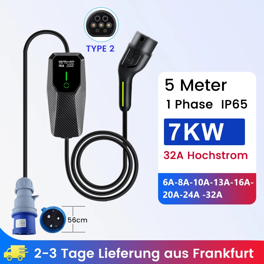 Type-2-EV-charging-cable-32A-7kW-1-Phase-5Meters-IP65-Electric-Car-PHEV ...