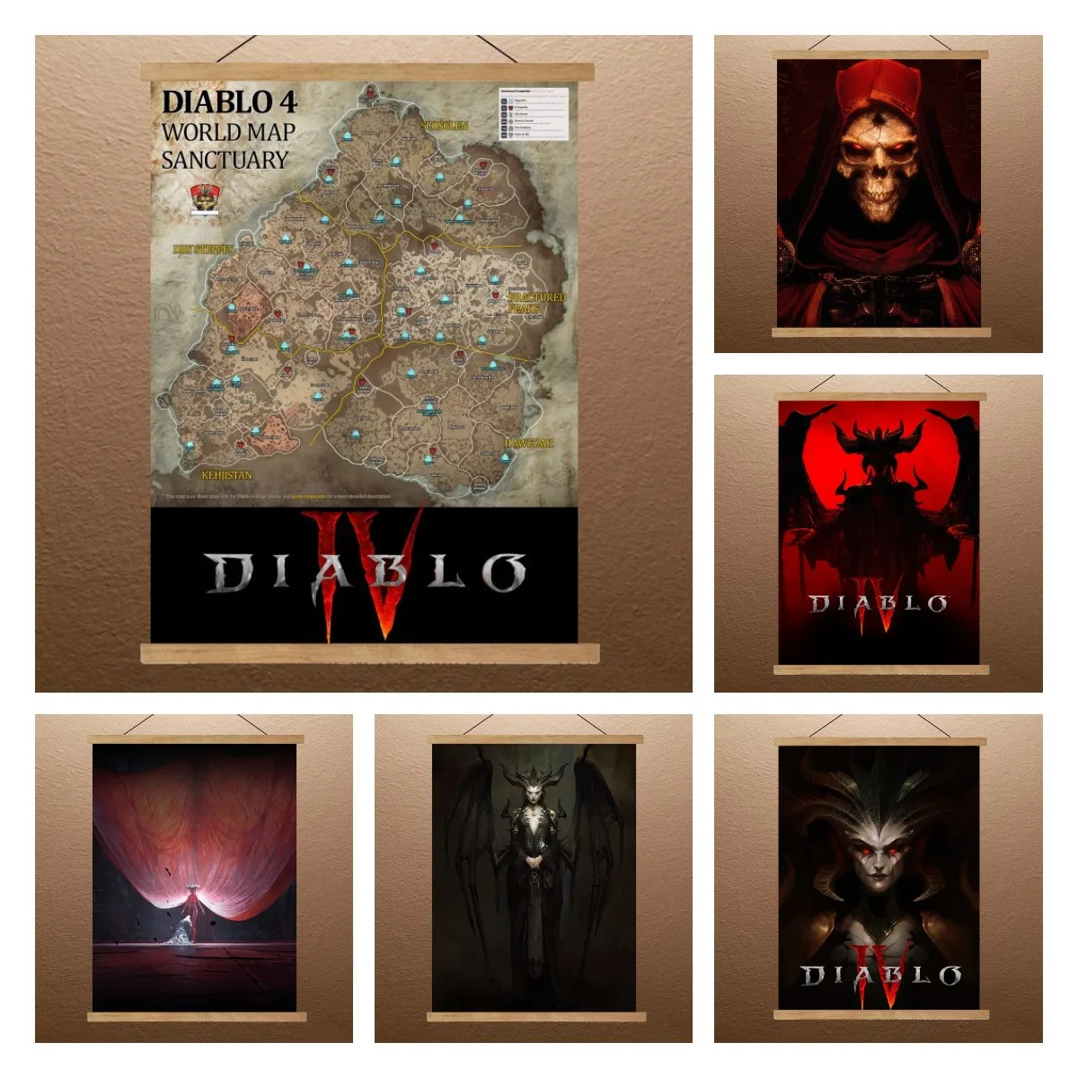 Diablo-IV-Poster-Diablo-4-Map-Poster-Video-Game-Poster-Canvas-Painting ...