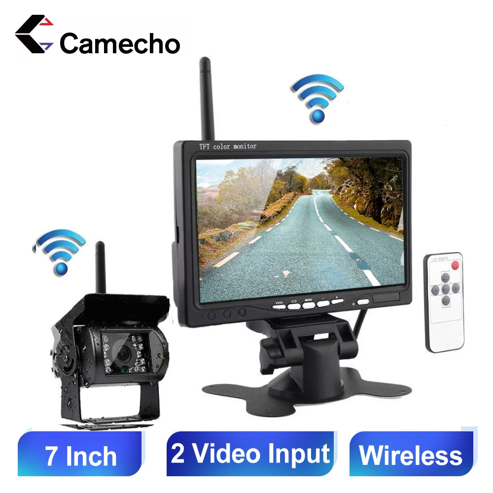 자동차 전자기기 Camecho 자동차 모니터 7 인치 Tft Lcd 디스플레이 버스 자동차 후방 집 감시 카메라 모니터용 무선