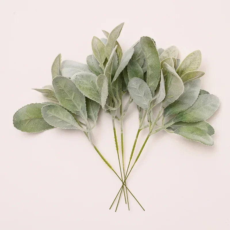 10pcs-Artificial-Silk-Rabbit-Ear-Plant-Fall-Flocked-Leaves-Home ...
