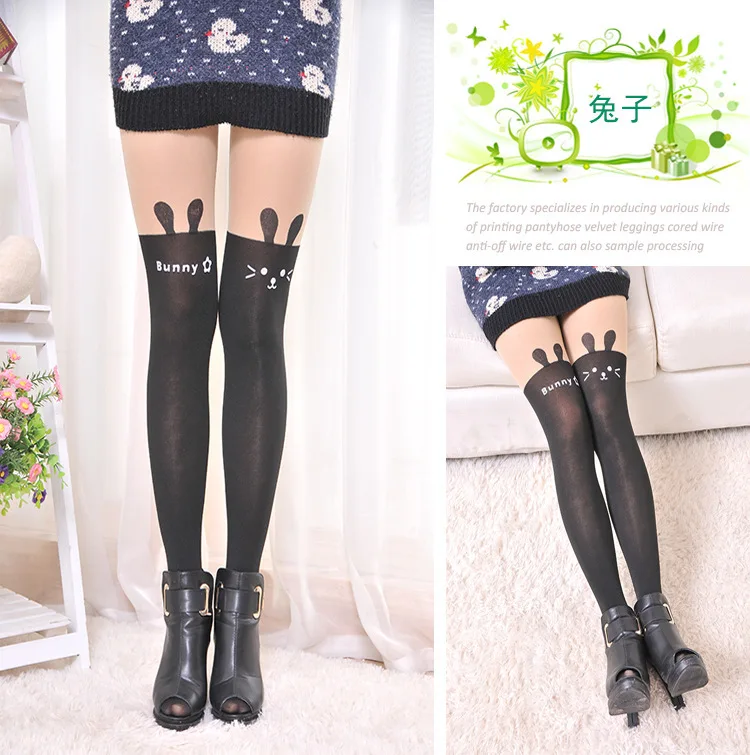 Collants japonais Kawaii à imprimé de dessin animé pour femmes, bas à ...