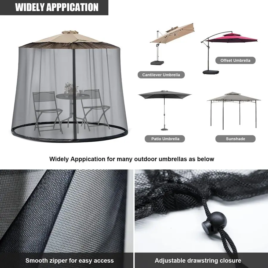 FT Umbrella Net for Outdoor Umbrella, Universal Hanging Mosquito Net ...