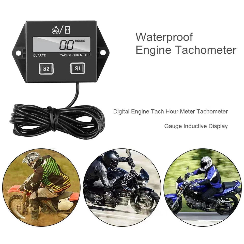 New Digital Engine Tachometer Hour Meter Instrument Induction ...
