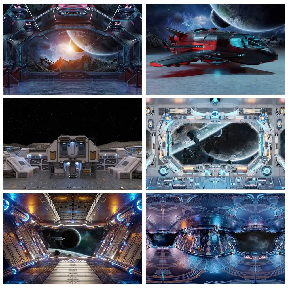 Spaceship-Planets-Backdrop-Photography-Boys-Birthday-Decoration ...