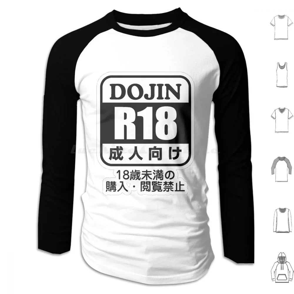 Dojin R18 Tag Hoodie cotton Long Sleeve Anime Hentai Lewd Waifu Lewd ...
