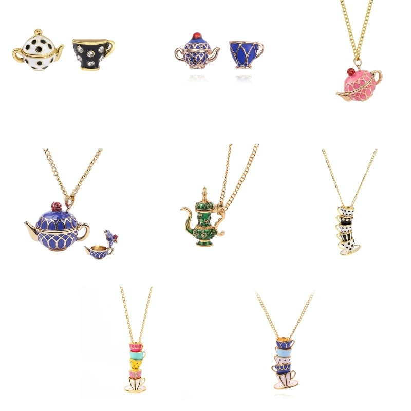 Colorful-Handmade-Teacup-Pendant-Necklace-Fashionable-Enamel-Jewelry ...
