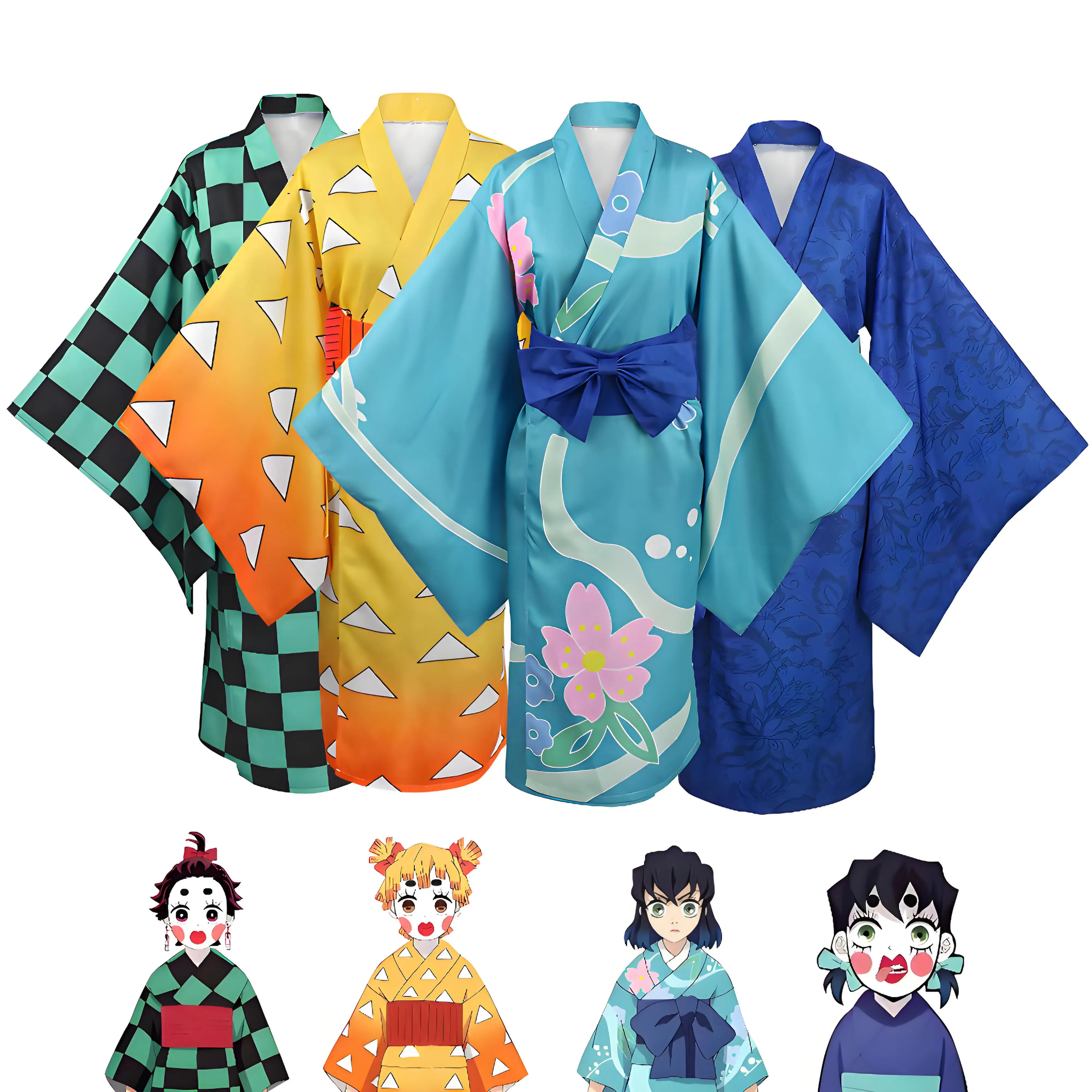 Agatsuma Zenitsu Kimono Anime Cosplay disfraz Kamado Tanjirou Hashibira ...