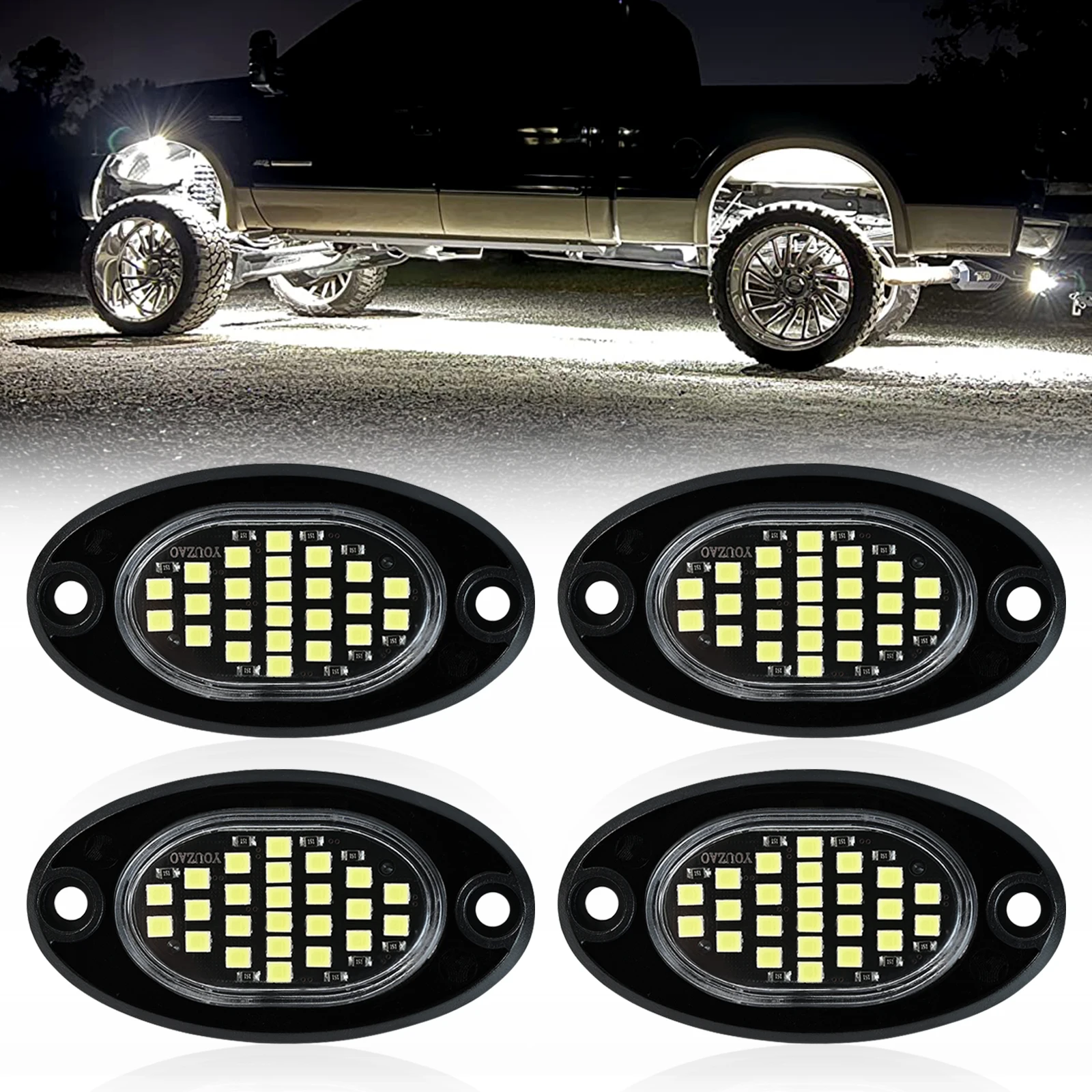 4Pcs 12V 24V White LED Car Underbody Glow Atmosphere Light 24 SMD ...