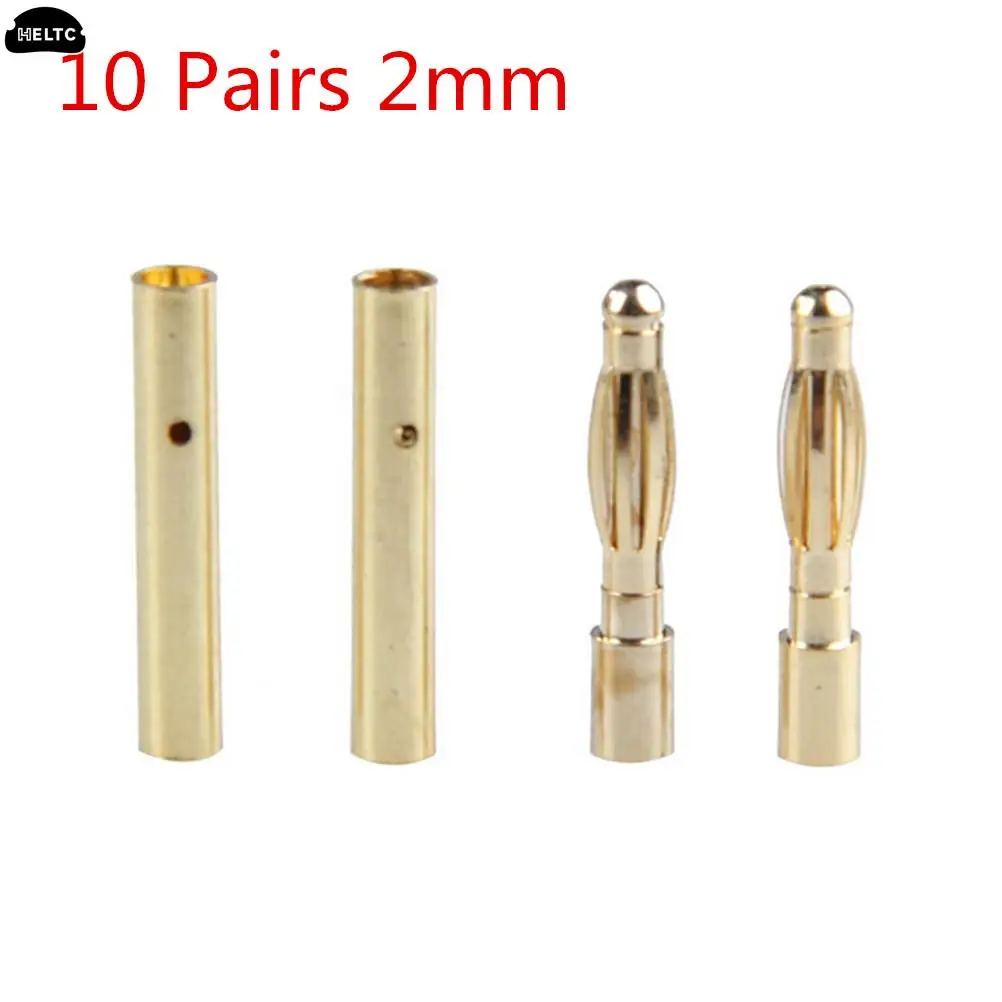 10-Pairs-2mm-Banana-Plug-Gold-Plated-Copper-Brushless-Motor-Bullet ...