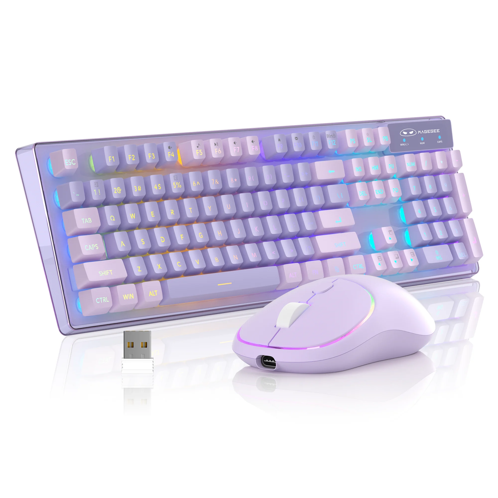 MageGee V550 Wireless Gaming Keyboard and Mouse, 2.4G Full-Sized RGB ...
