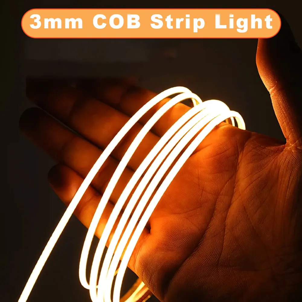 COB LED Strip Flexible High Density LED Strip 3mm COB Bar LED Light ...