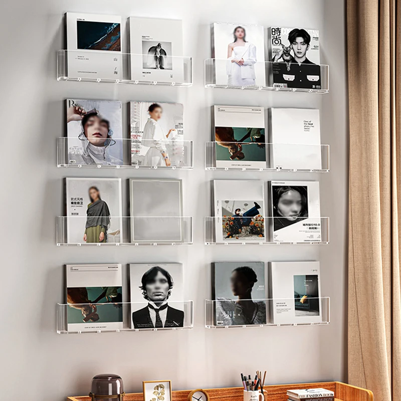 Storage-Rack-Acrylic-Shelf-Clear-Wall-Mounted-Book-Floating-Display ...