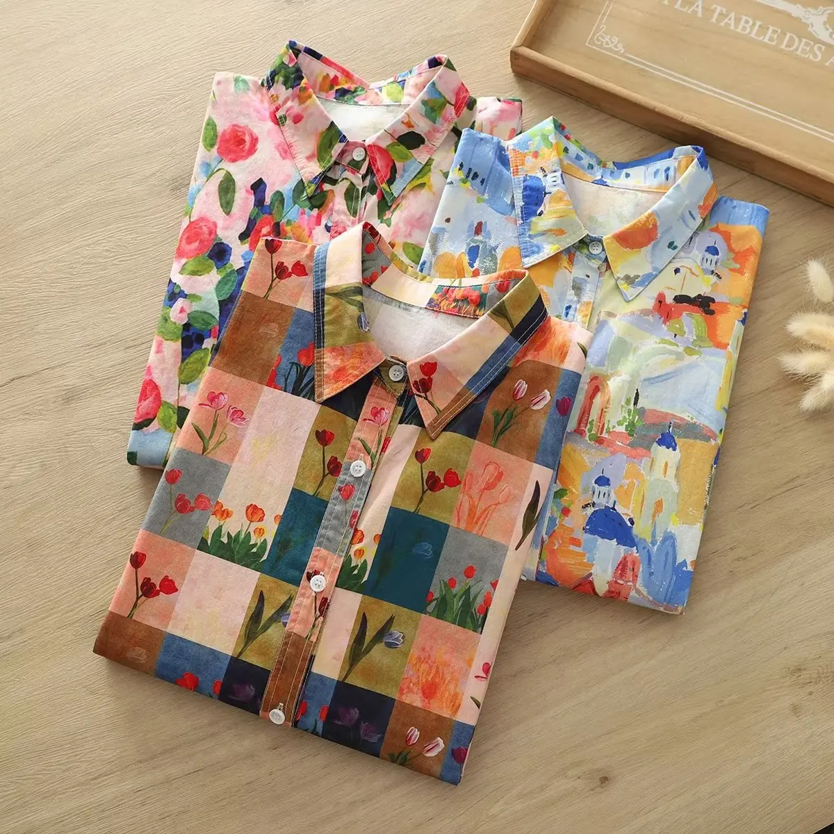 Women Printed Shirts Cotton Casual Blouses and Tops 2024 New Loose ...