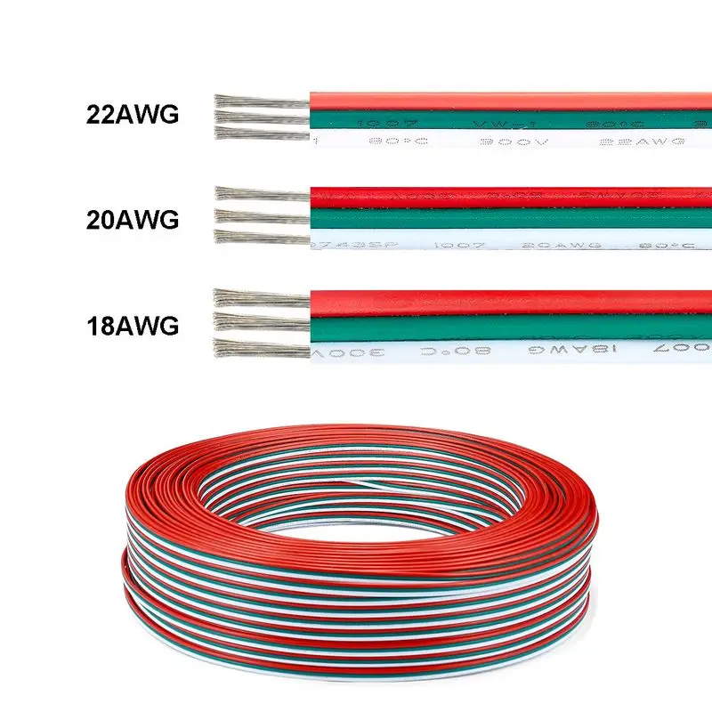 3 Pin Cable 10m 20m 100m 22AWG 3 Core Electrical Cable JST Tinned ...