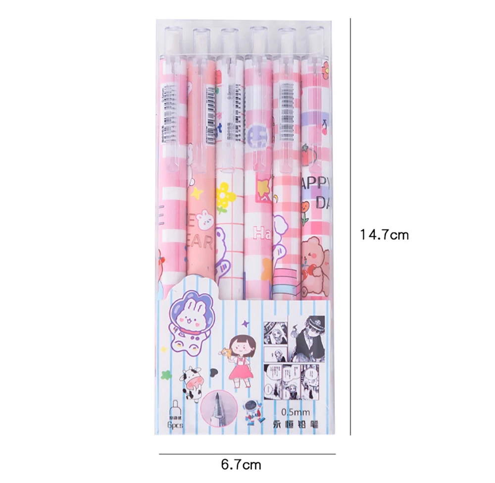 STYLO,Girl--6 Pièces-ensemble Dessin Animé 0.5mm Presse Stylo Gel ...