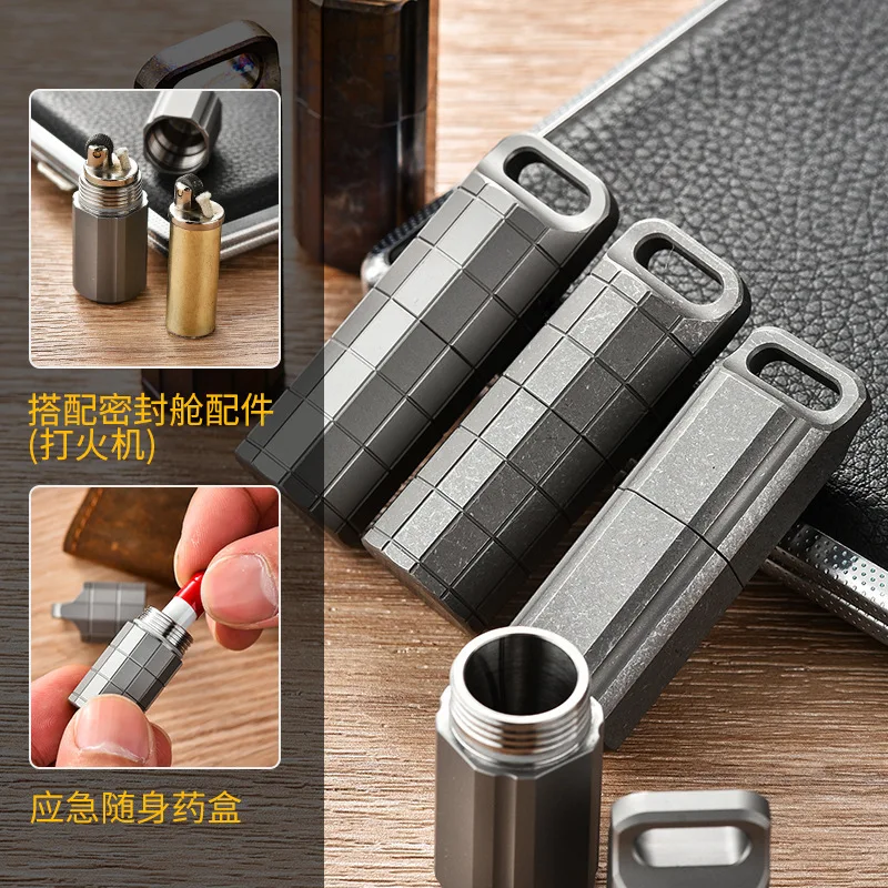 Titanium Alloy Mini Lighter Waterproof EDCColor Sealed Travel Pill ...