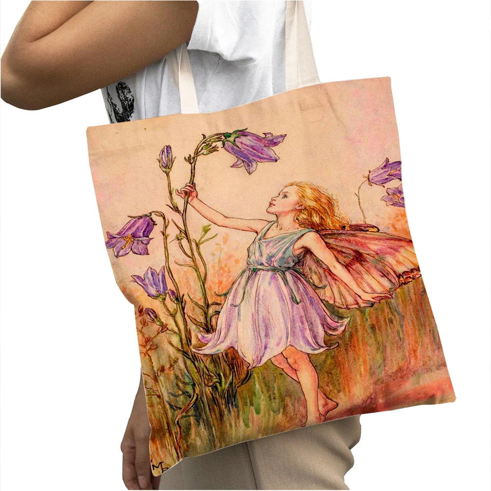 Cute-Cartoon-Flower-Girl-Women-Big-Capacity-Shopping-Bags-Child-Shopper ...