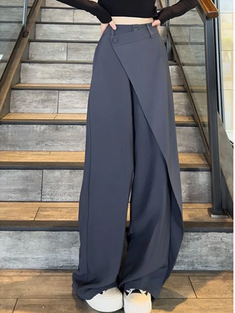 Women-s-Pants-High-Waist-Straight-Leg-Longs-Loose-Fit-Solid-Color ...