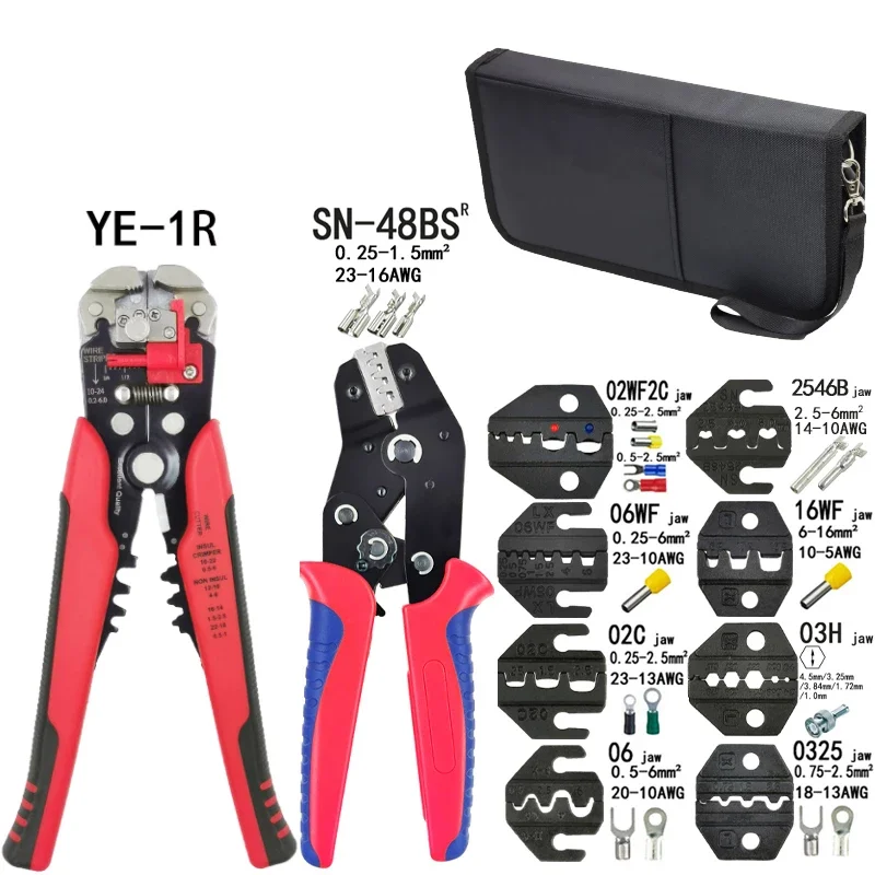 Krimptang SN 48BS 8 Jaw Kit Pakket Voor 2.8 4.8 6.3 VH2.54 3.96 2510/Buis/Isolatie Terminals ...