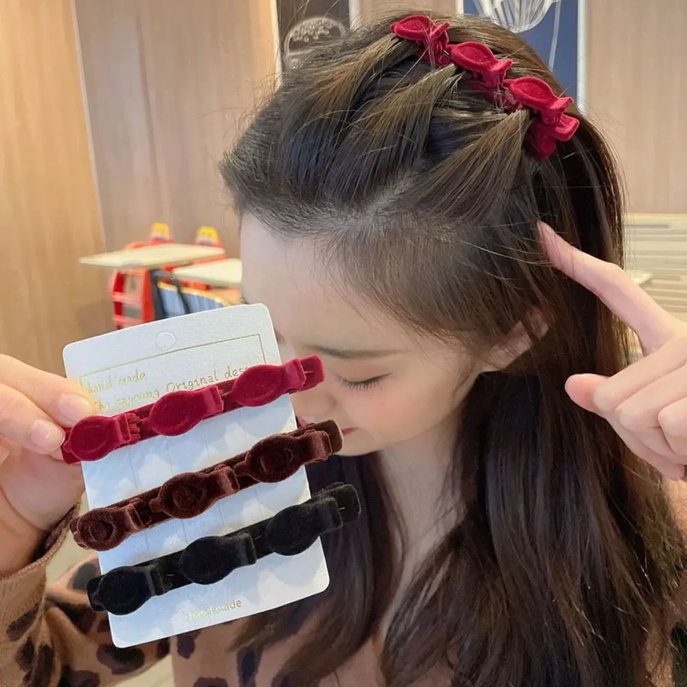 Retro-Simple-Girls-Velvet-Female-Kids-Braided-Side-Clip-Women-Hair ...
