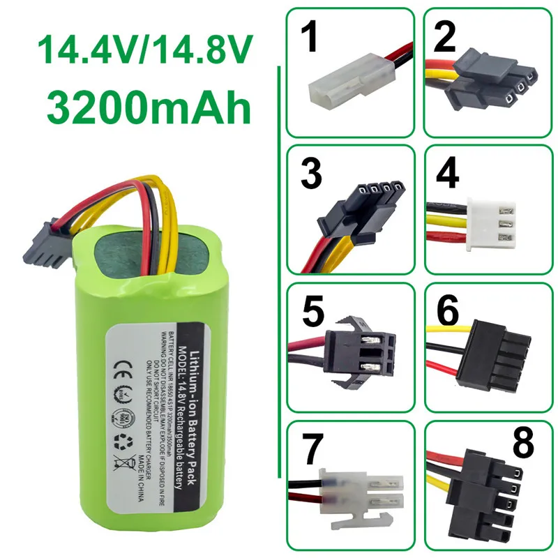 Vacuum Cleaner Battery 14.8V/14.4V 4S1P 3200mAh for Chuwi/Polaris/Kitfort/DIBEA/Ecovacs/iBoto ...