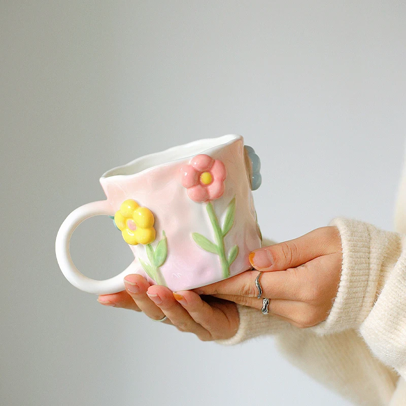 Ahunderjiaz-Ceramic-Flower-Mug-3D-Flower-Coffee-Milk-Cup-French ...