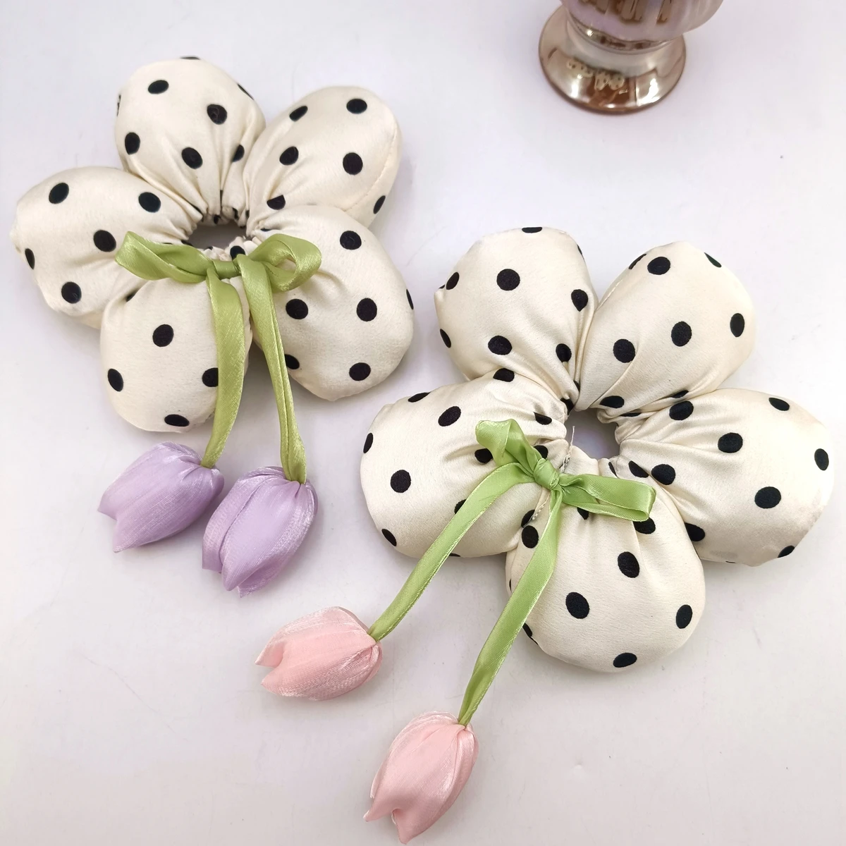 Sweet Tassels Tulip Hair Rope Cloth Bowknot Flower Hair Ring Hair ...