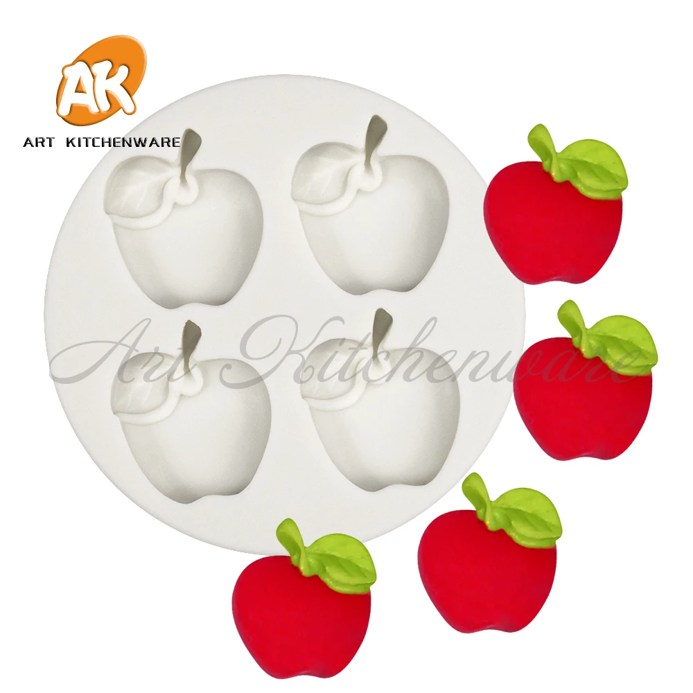 4-Holes-Fruit-Apple-Molds-Food-Grade-Silicone-Mold-Fondant-Cake-Tool ...