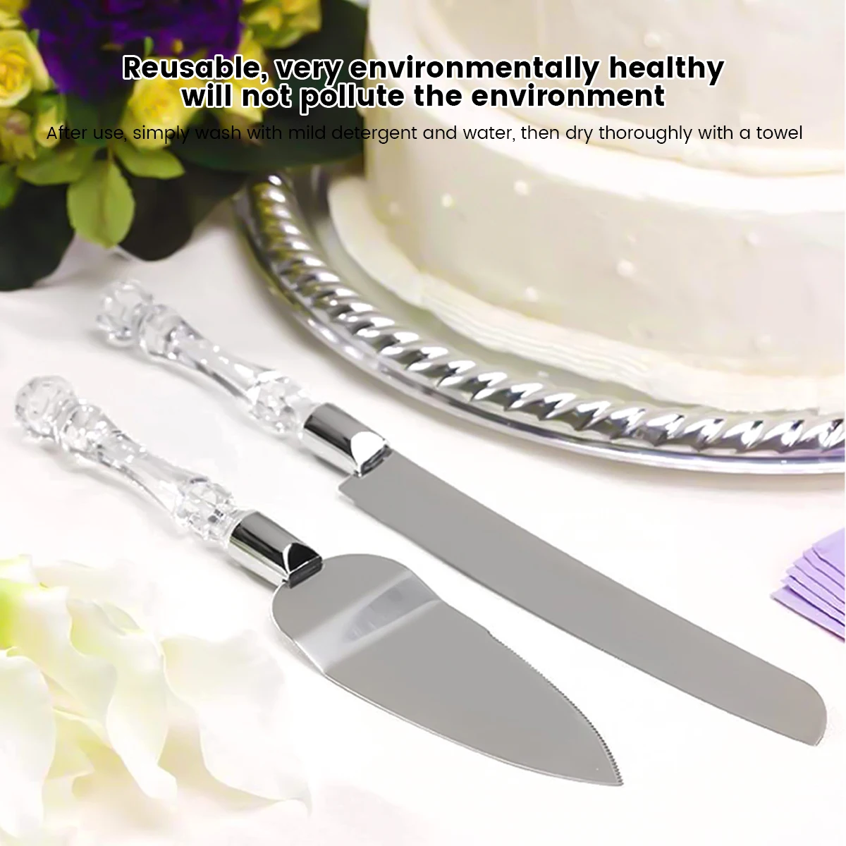 2Pcs-Stainless-Steel-Cake-Shovel-Set-Bread-Pizza-Knife-Dessert-Pie ...