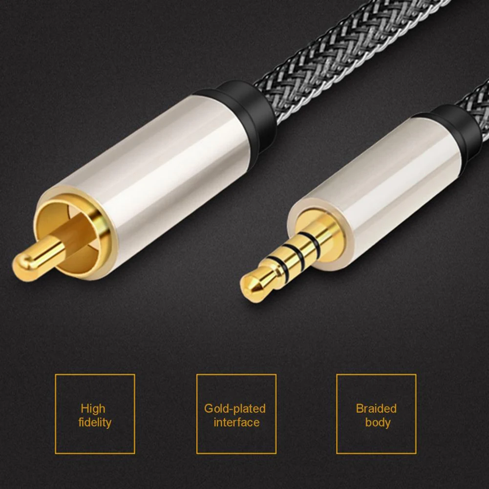 SPDIF Coaxial Cable 3.5MM Jack RCA To RCA Male Coaxial Cable Gold ...