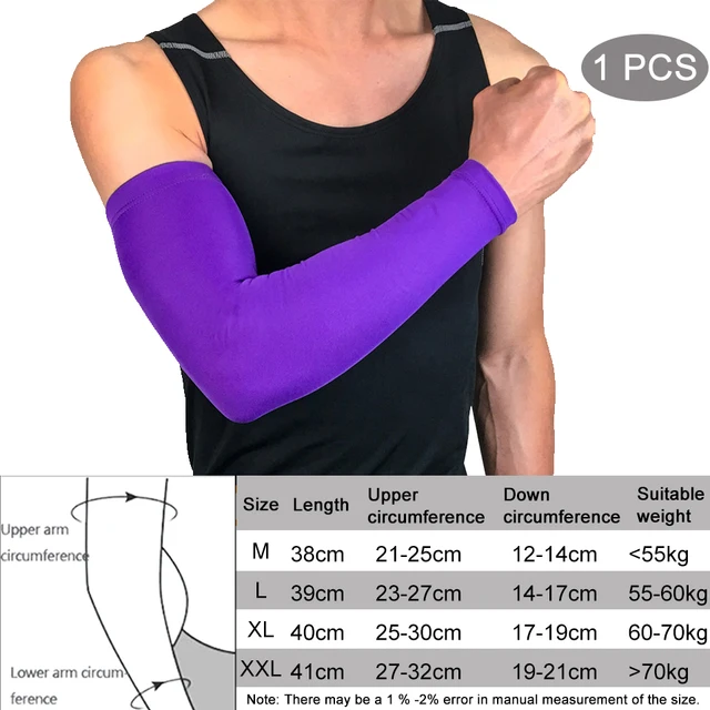 Breathable Quick Dry UV Protection Running Arm Sleeves Basketball Elbow ...