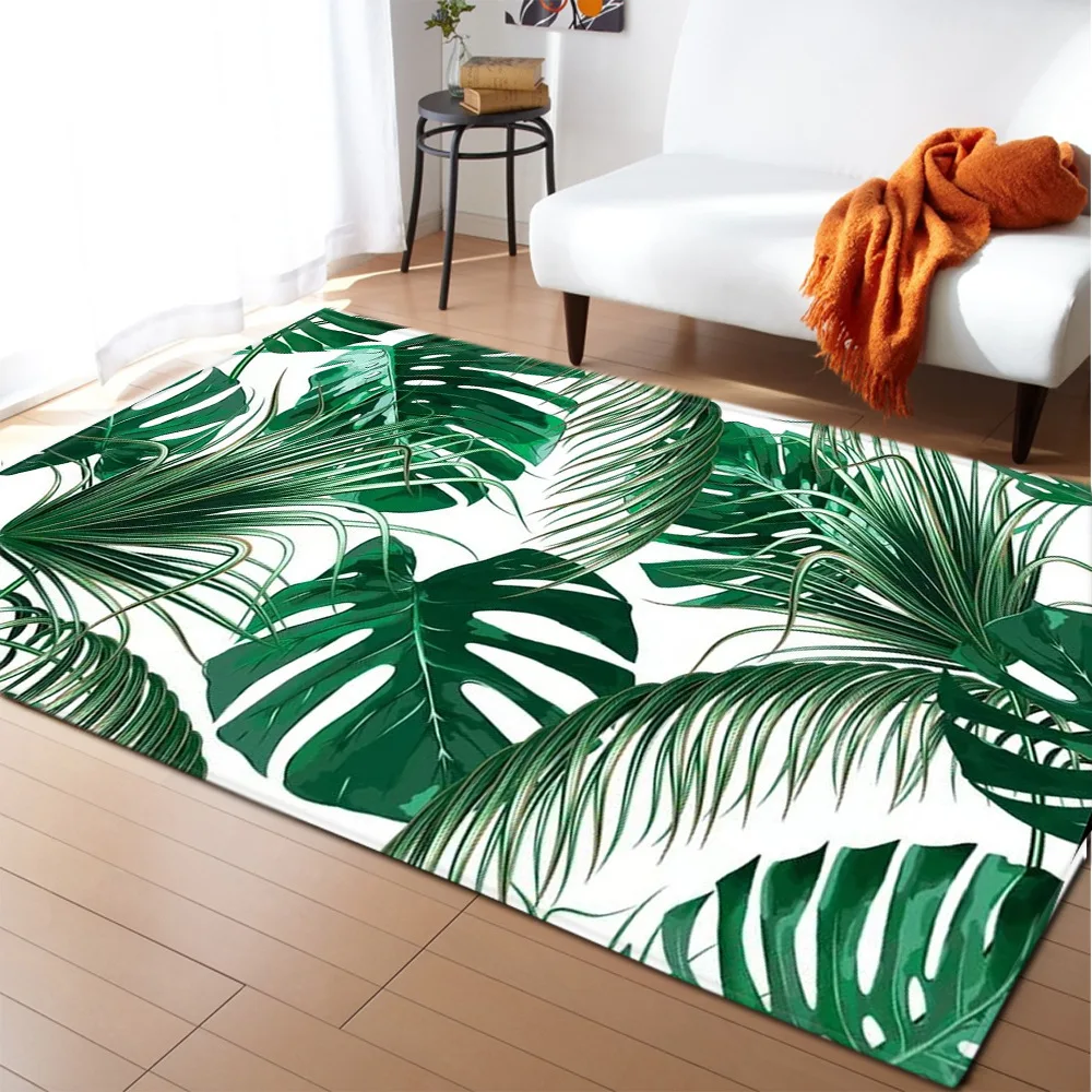 Tropical-Plant-Carpet-for-Living-Room-Flowers-Leaves-Pattern-Bedroom ...